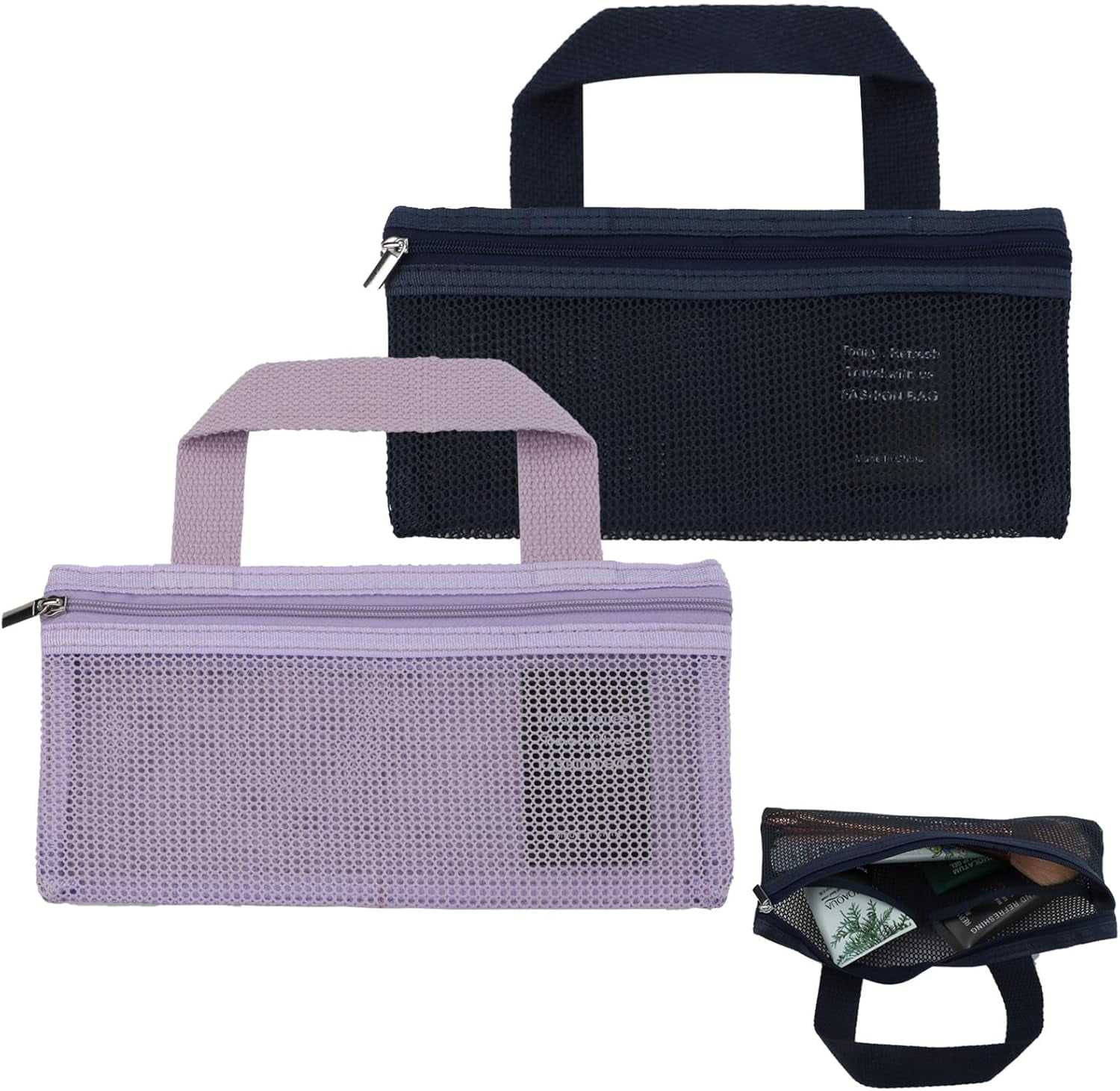 2Packs Mini Travel Toiletry Bags for Men and Women,Small Mesh Makeup ...