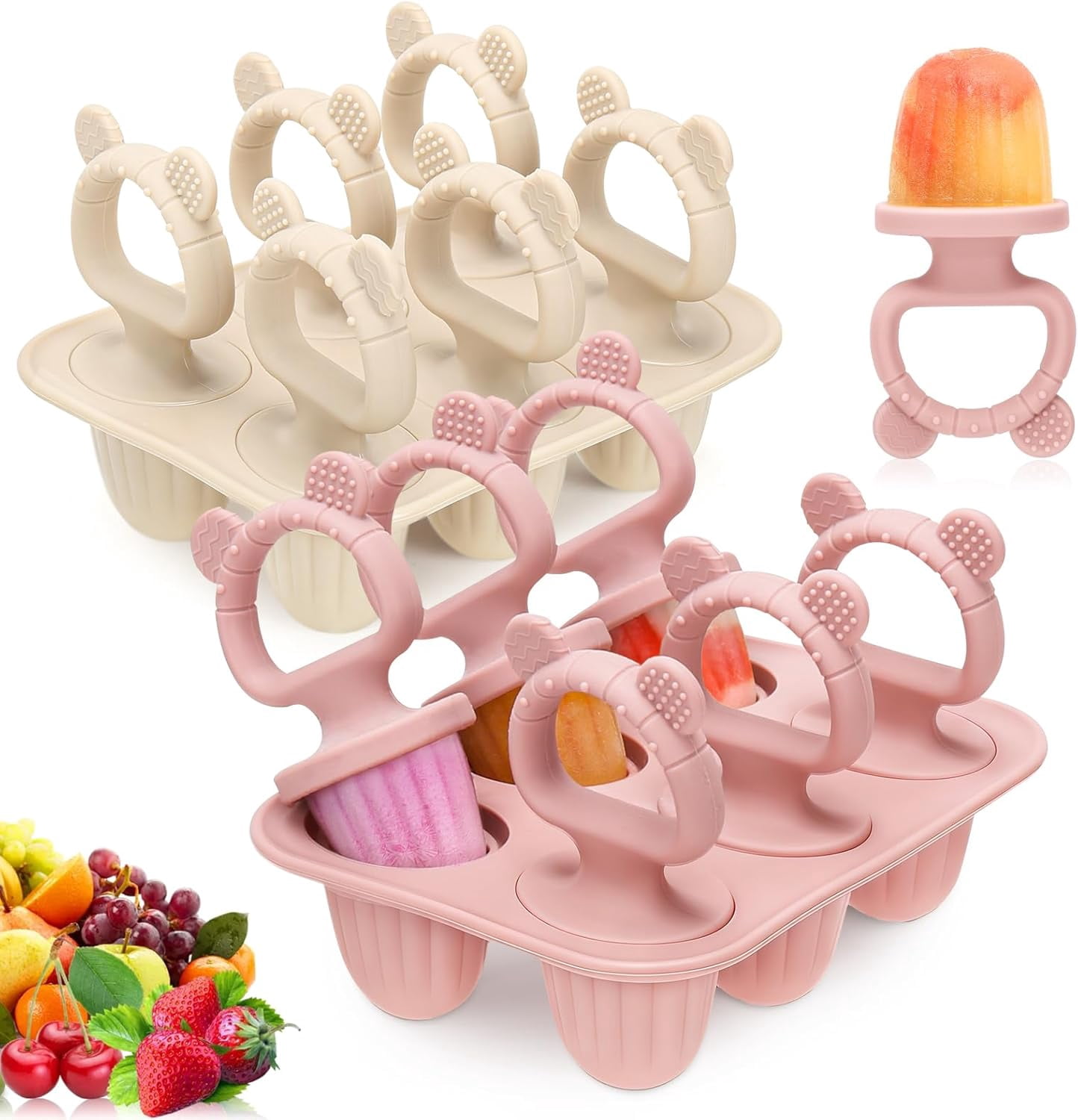 2Packs Silicone Baby Popsicle Molds with Sticks, Mini Popsicles Molds ...