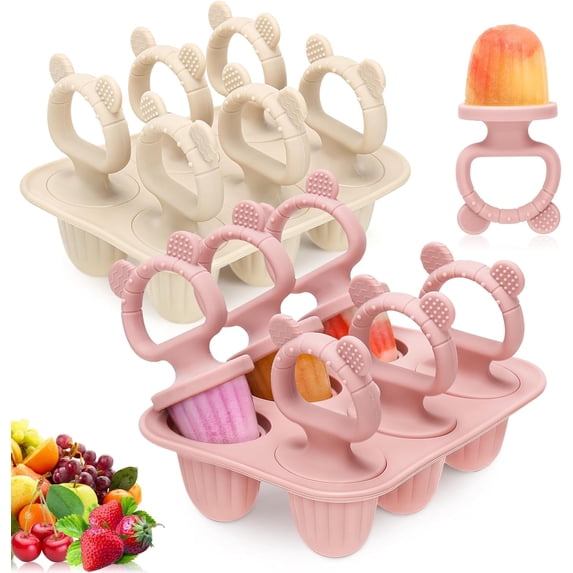 2Packs Silicone Baby Popsicle Molds with Sticks, Mini Popsicles Molds ...