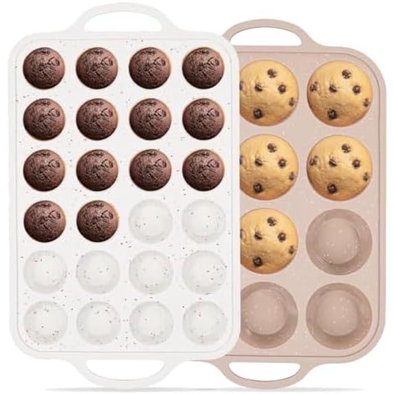 2Packs Silicone Muffin Pans for Baking with Metal Reinforced Frame, 12 ...