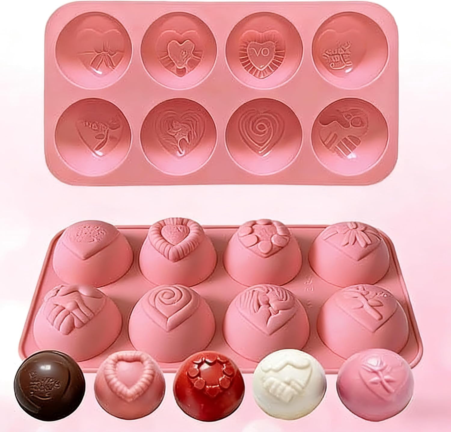 2Packs Silicone Valentine Chocolate Molds 10-Cavity Rose-Shaped ...