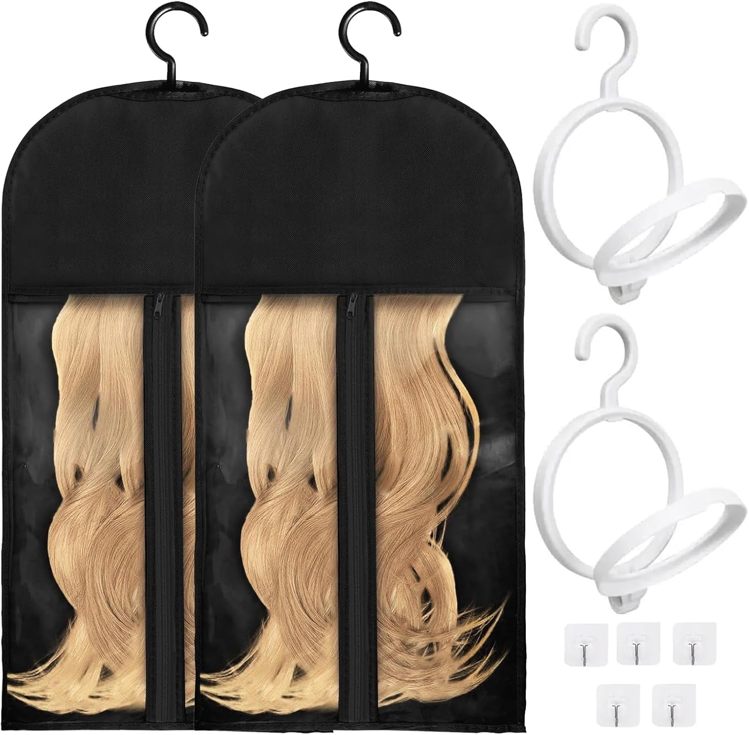 2Packs Wig Stand 2packs Wig Storage Bags Wig Bags With Hanger With ...
