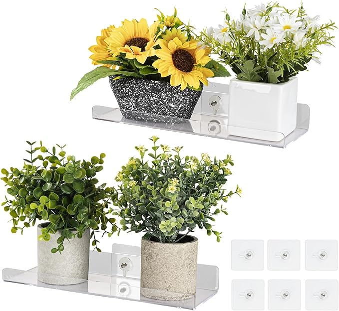 2Packs Window Shelf for Plants Indoor, 12inch Acylic Clear Floating ...