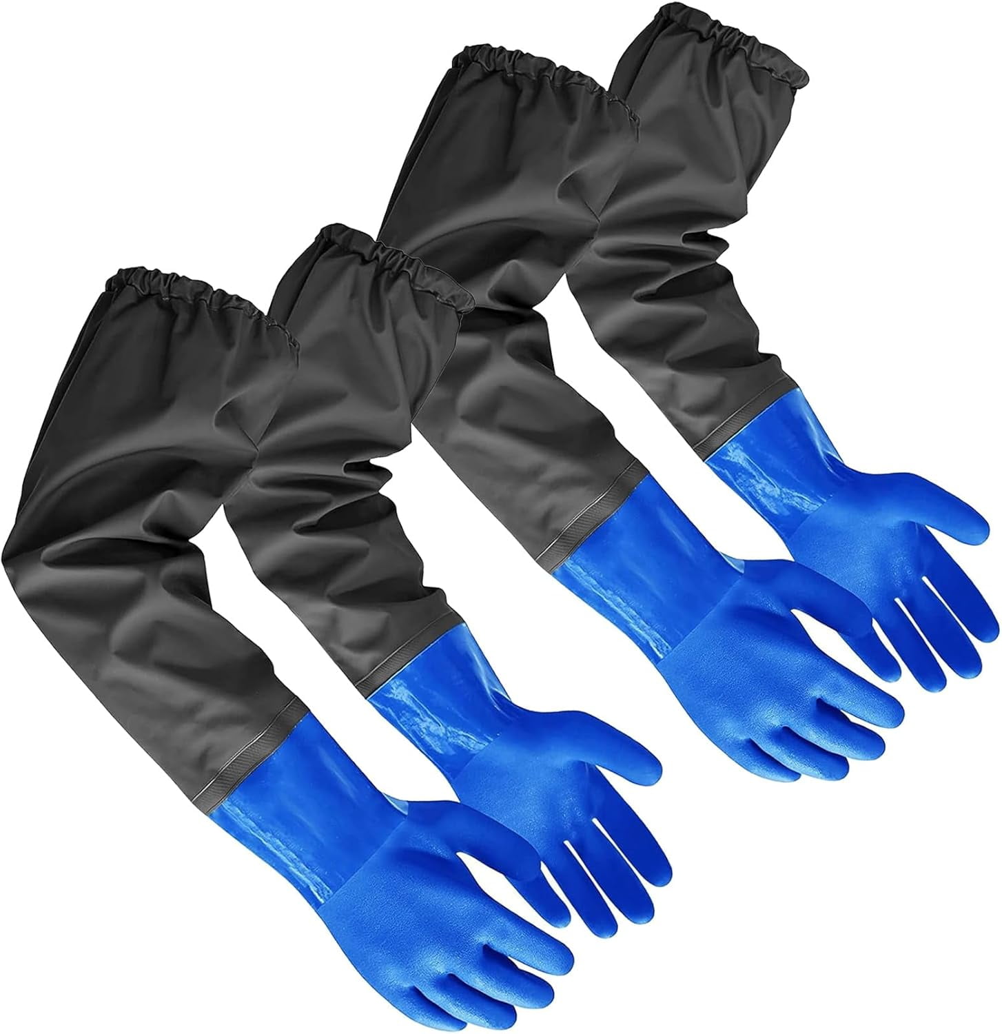 2Pair PVC Chemical Resistant Long Rubber Gloves Elbow Length,Heavy Duty ...