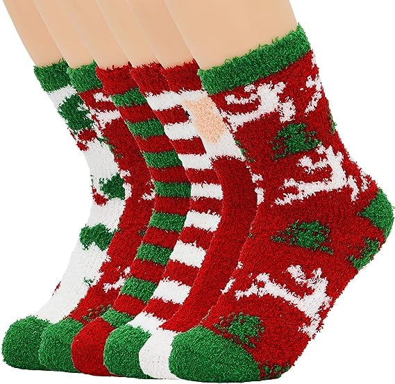 2pairs Christmas Socks Women Warm Super Soft Plush Slipper Sock Winter