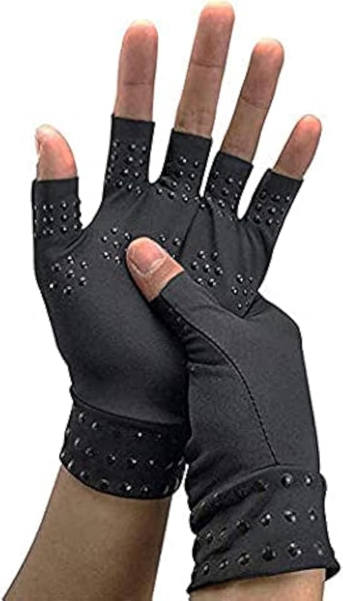 2Pairs Compression Gloves Magnetic Anti-Arthritis Fingerless Gloves ...
