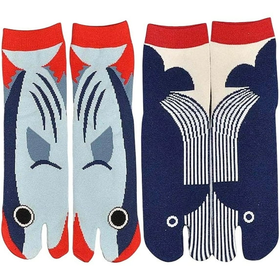 2Pairs Cute Funny Split Toe Socks Flip Flop Socks Cartoon Fish Pattern ...