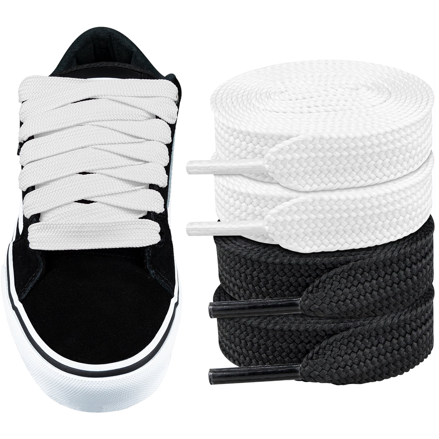 2Pairs Fat Shoelaces for Vans Knu Skool,16MM Chunky Thick Flat Wide ...