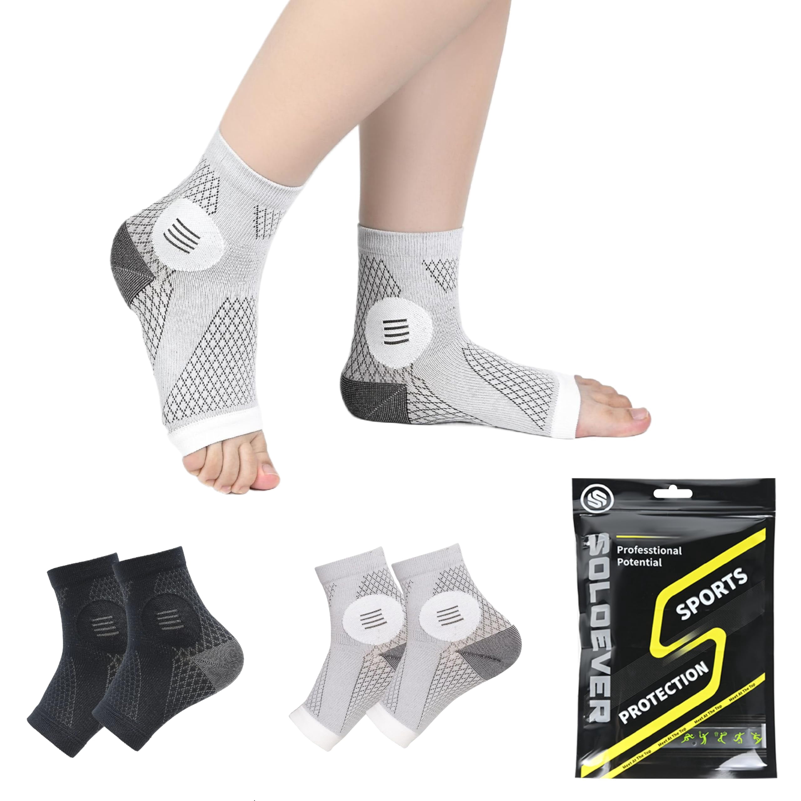 2Pairs Neuropathy Socks for Women & Men Compression Socks 20-30 mmHg ...