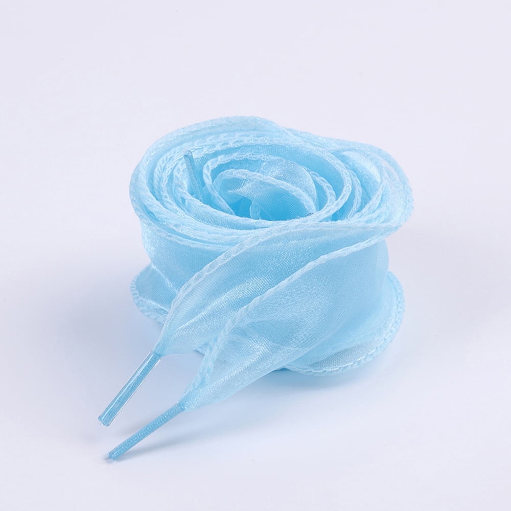 2Pairs Satin Ribbon Shoe Laces: 1.57" Wide Color Wave Snow Yarn ...