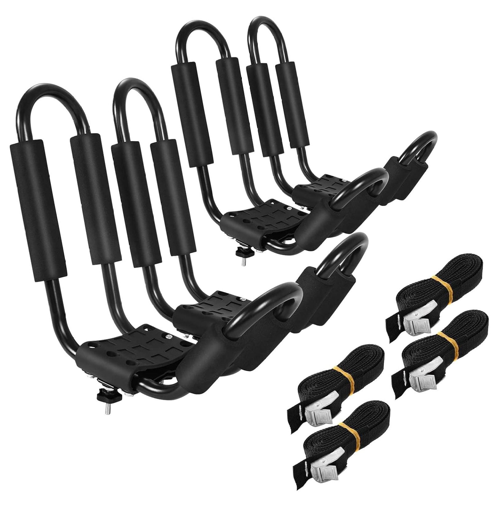 2Pairs Universal Kayak Roof Rack, J-Bar Roof Top with Straps, Foam Pad ...