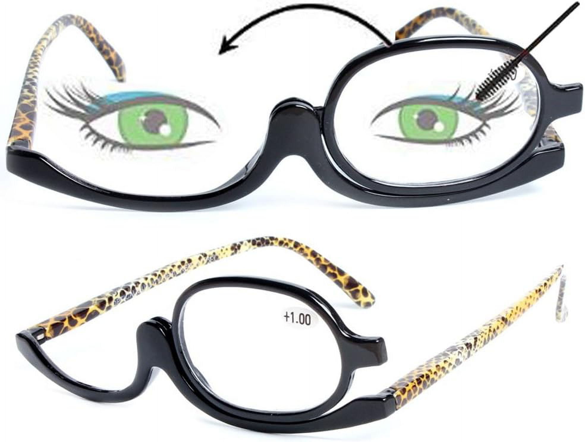 2Pairs Womens Magnifying Eye Make Up Spectacles Flip Down Lens Folding ...