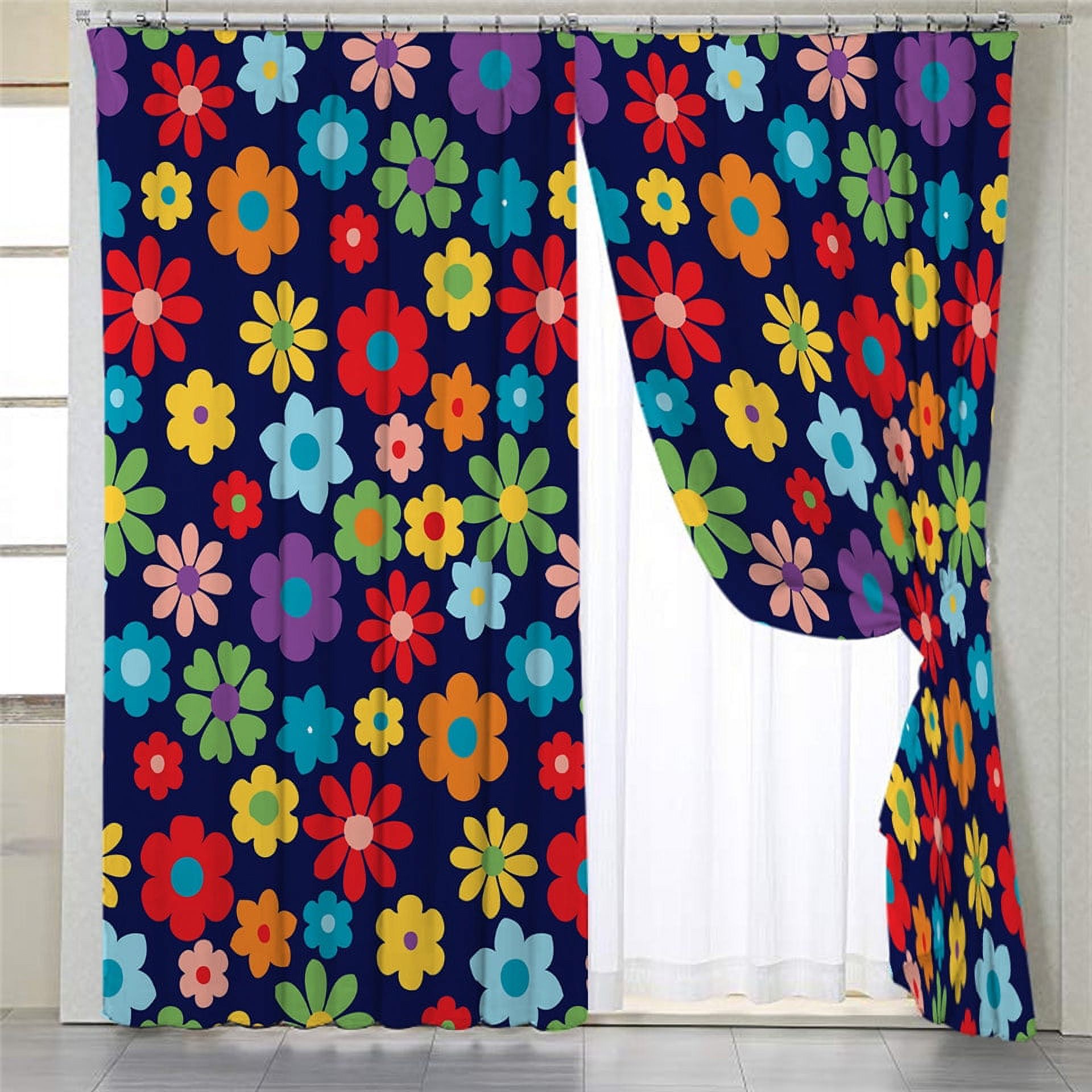 2Panel Flower Bloom Curtains for Living Room Bedroom Balcony Floor-to ...