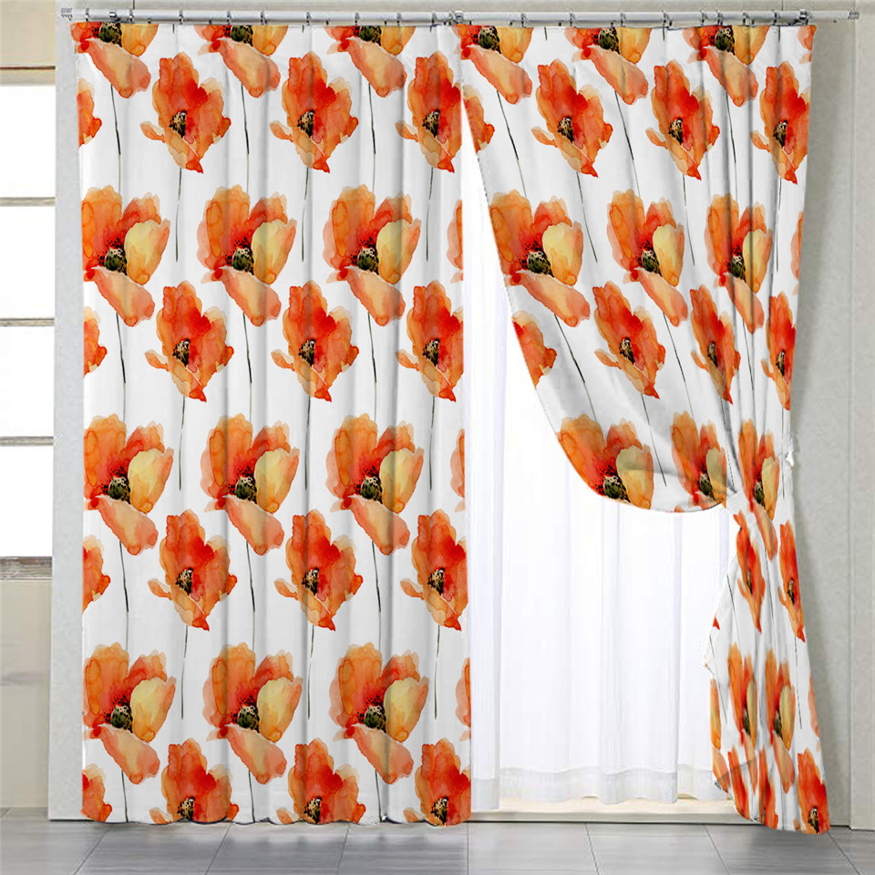 2Panel Flower Bloom Curtains for Living Room Bedroom Balcony Floor-to ...
