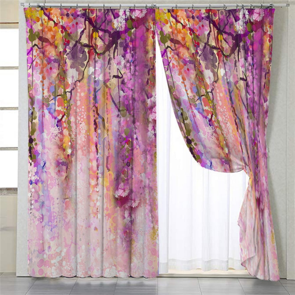 2Panel Flower Bloom Curtains for Living Room Bedroom Balcony Floor-to ...