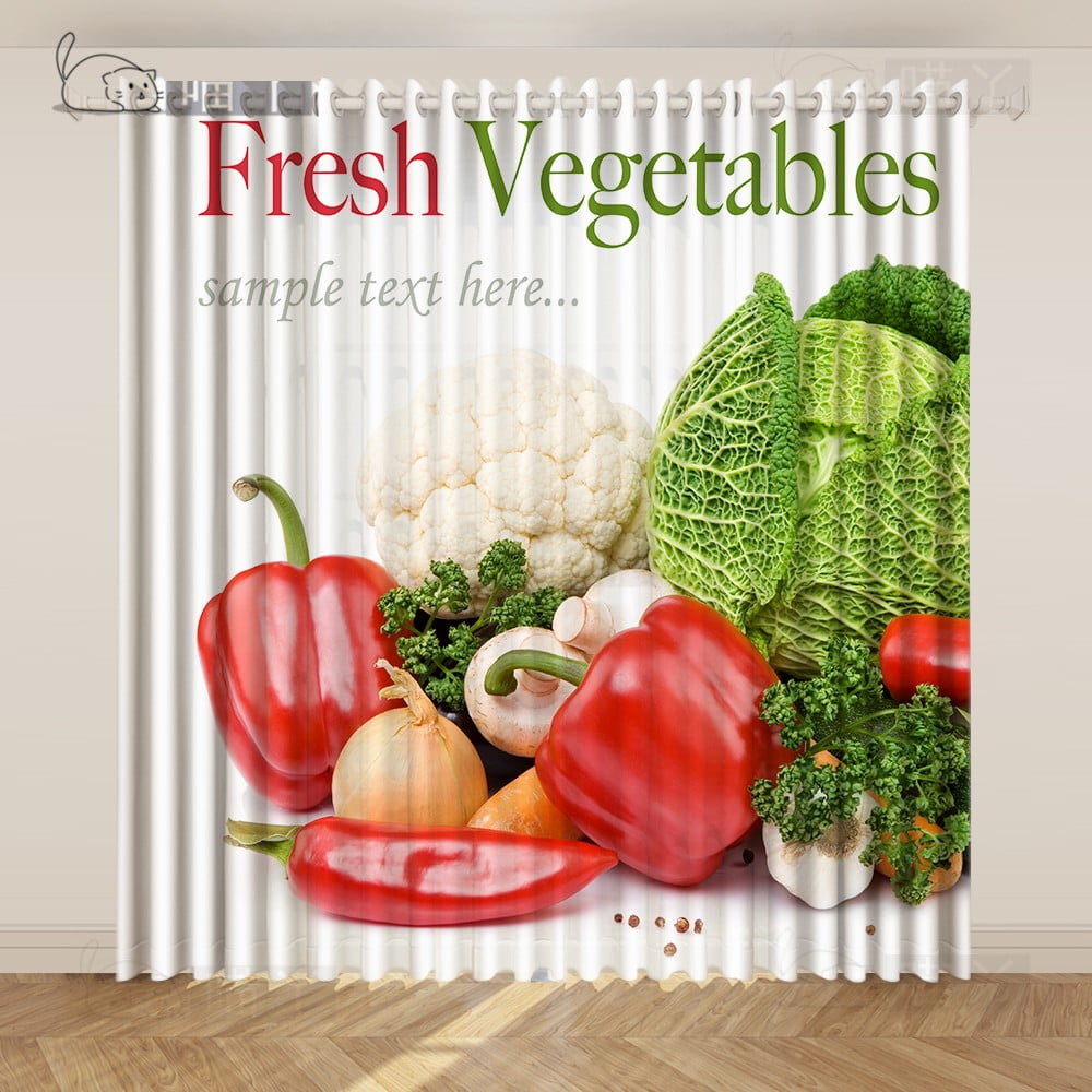 2Panel Food Vegetable Curtain Fruit Short Curtain Tomato Eggplant ...
