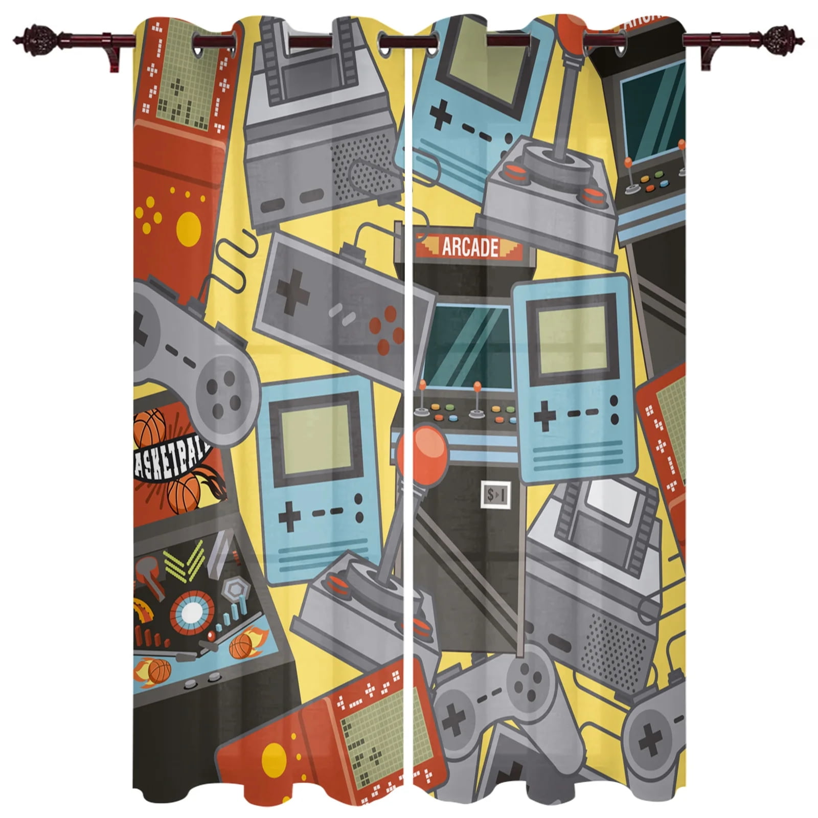 2Panel Gamepad Printed Curtains for Gaming Room Bedroom Living Room ...