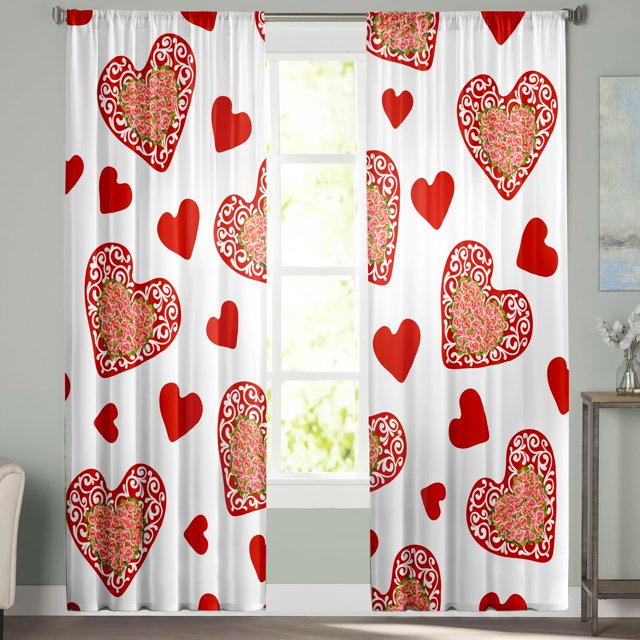 2Panel Red Lip Print Curtains Lipstick Curtains for Bedroom Living Room ...