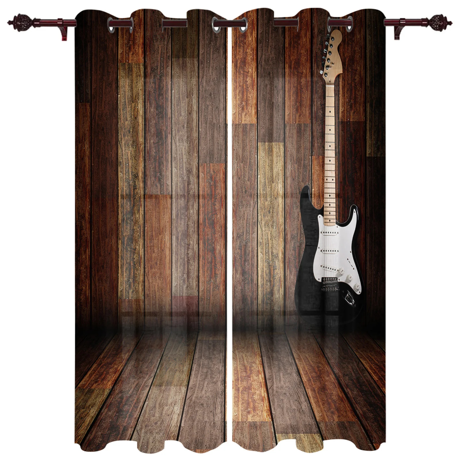 2Panels Music Stage Speaker Guitar Windows Curtains Living Room Bedroom ...