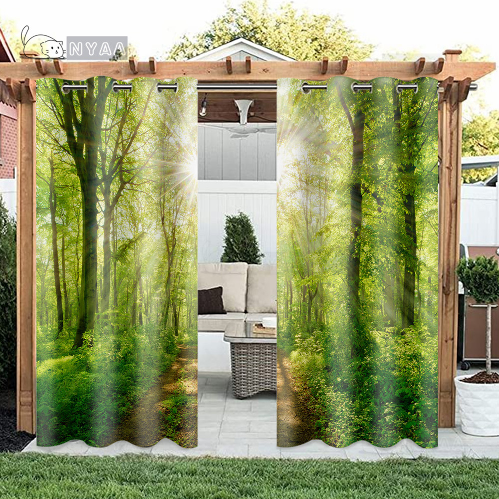 2Panels Outdoor Pavilion Green Forest Curtain Nature Garden Curtain ...