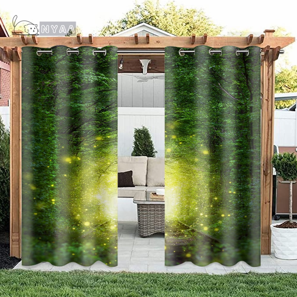 2Panels Outdoor Pavilion Green Forest Curtain Nature Garden Curtain ...