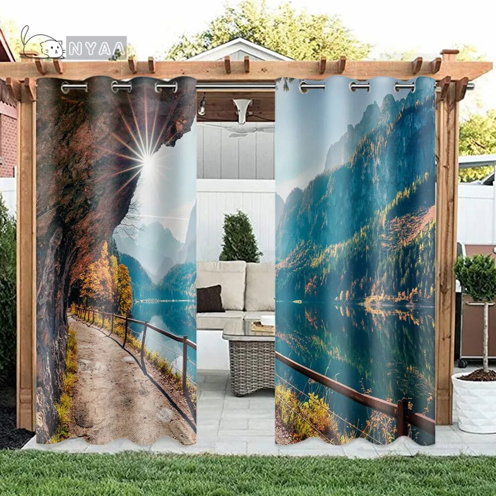 2Panels Outdoor Pavilion Green Forest Curtain Nature Garden Curtain ...