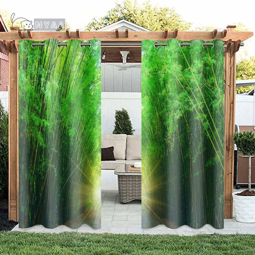 2Panels Outdoor Pavilion Green Forest Curtain Nature Garden Curtain ...