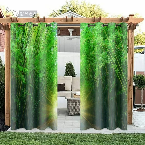2Panels Outdoor Pavilion Green Forest Curtain Nature Garden Curtain ...