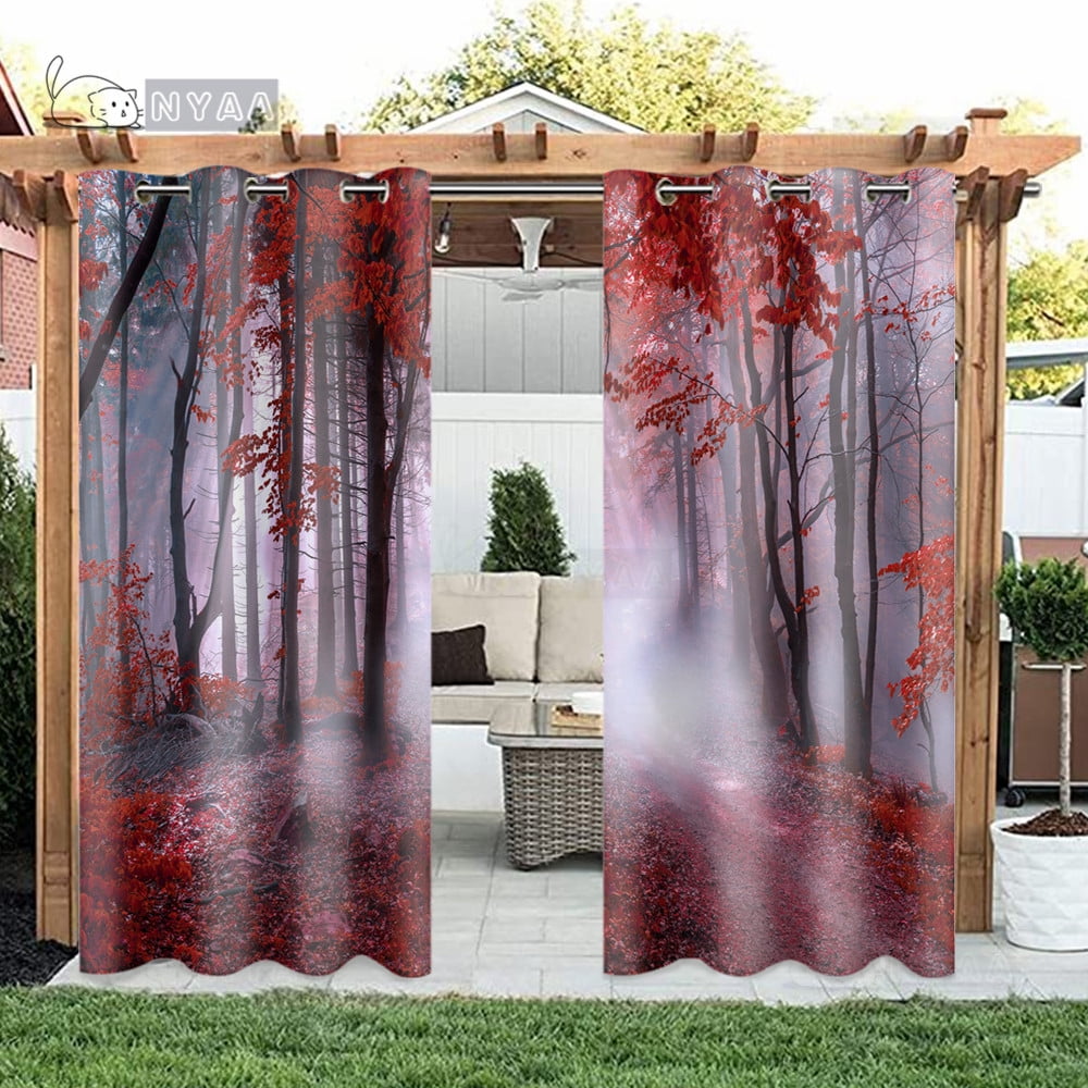 2Panels Outdoor Pavilion Green Forest Curtain Nature Garden Curtain ...