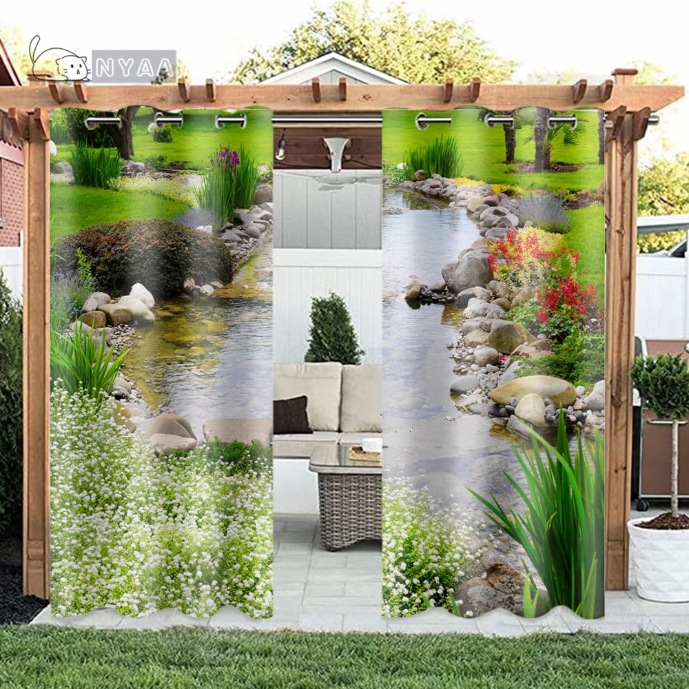 2Panels Outdoor Pavilion Green Forest Curtain Nature Garden Curtain ...