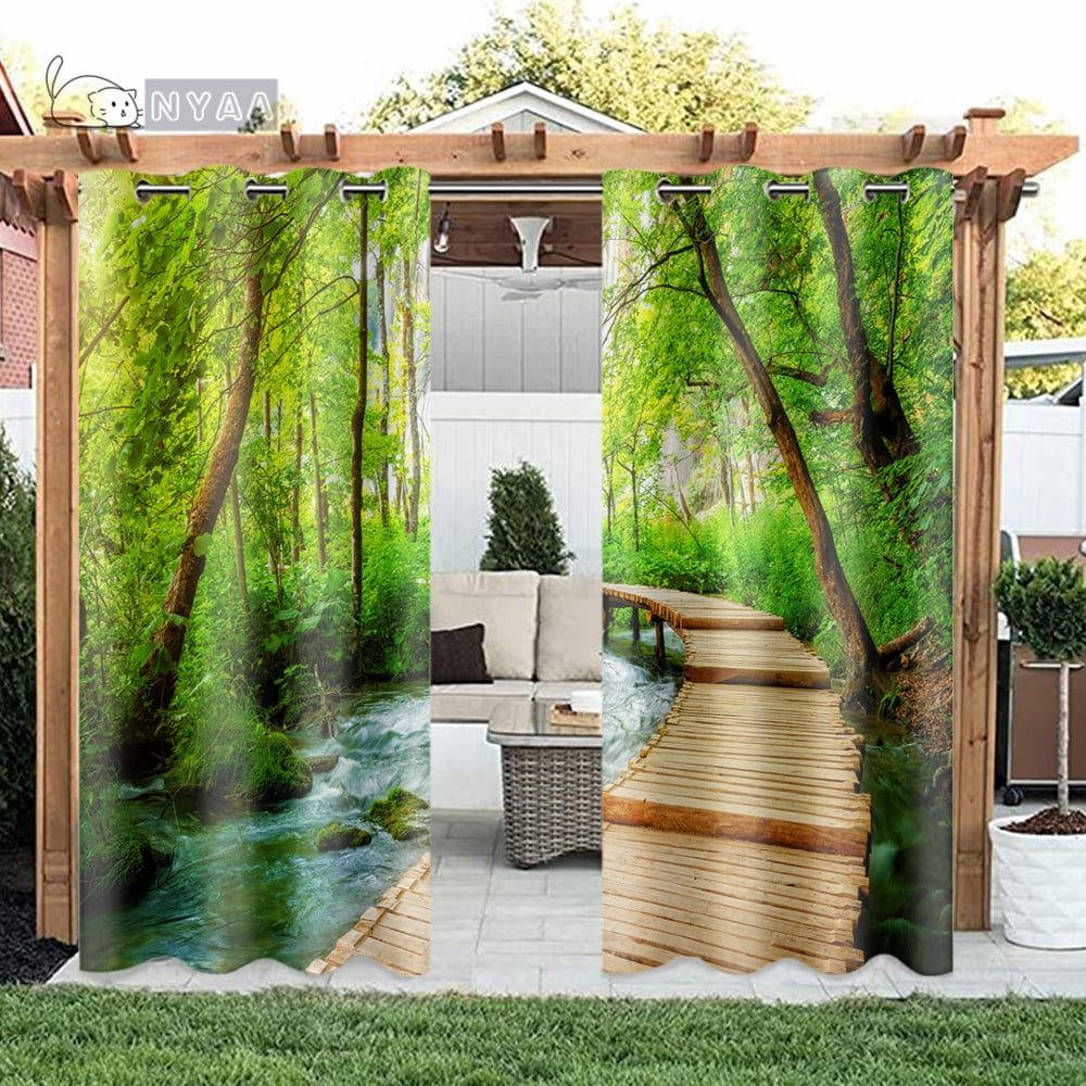 2Panels Outdoor Pavilion Green Forest Curtain Nature Garden Curtain ...