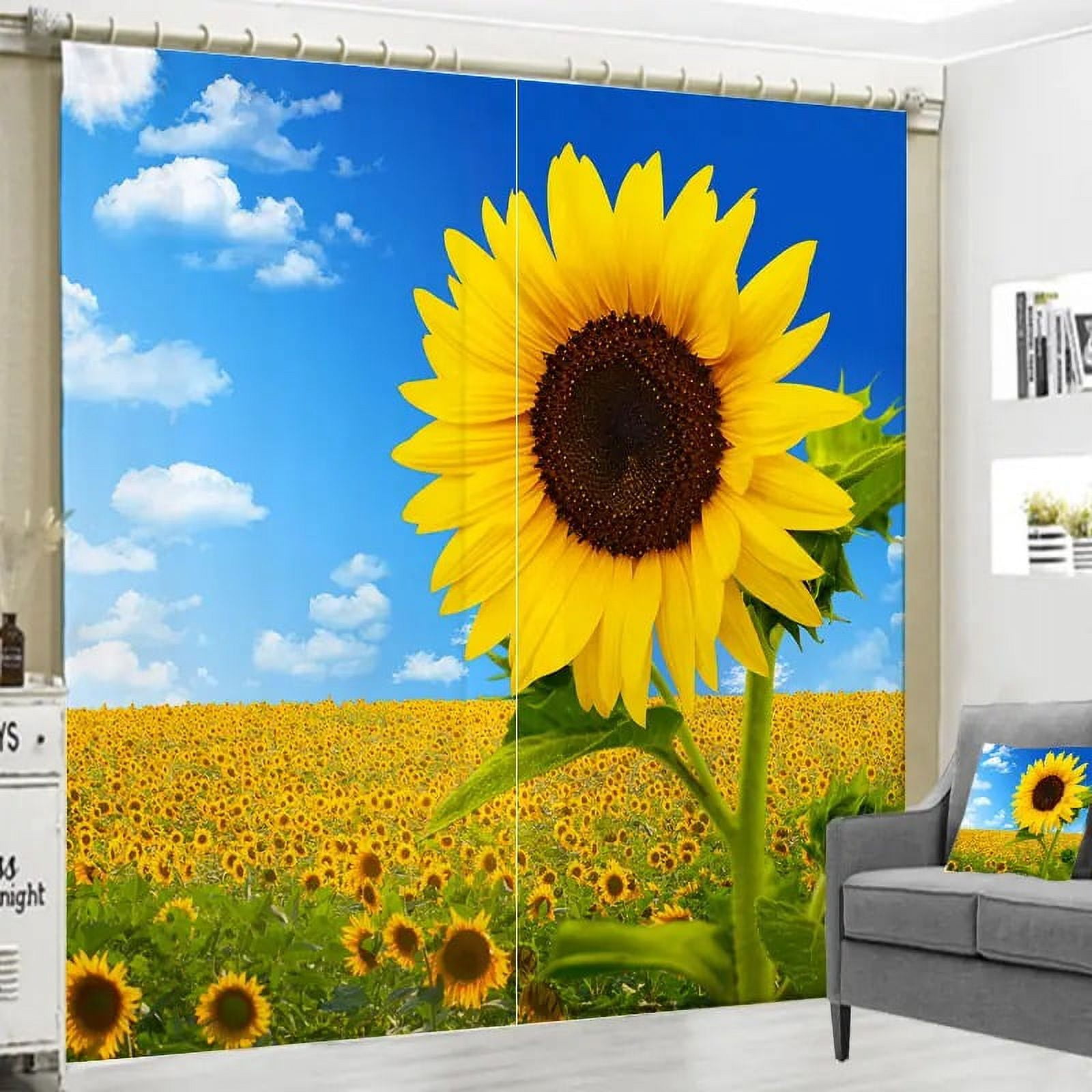 2Panels of Nature Scenery Curtains Flowers and Trees Printed for ...