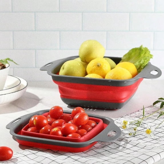 2Park Square Collapsible Colander with Handles – Red Square Silicone ...