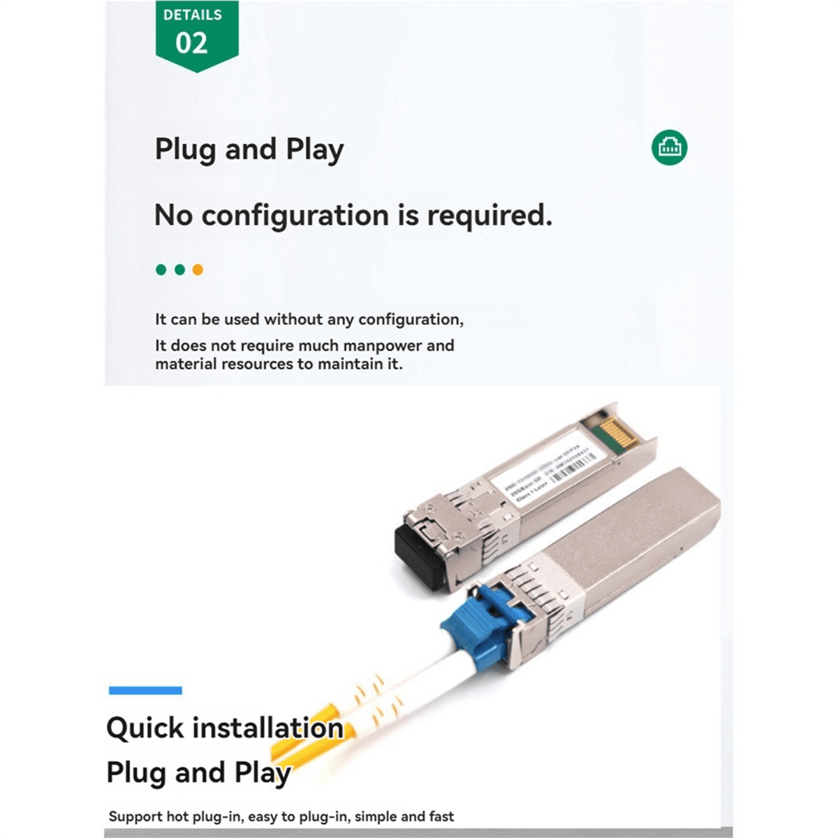 2Pc 10G SFP+ Optical Fiber Module 1310NM LC Single Mode Dual Fiber ...