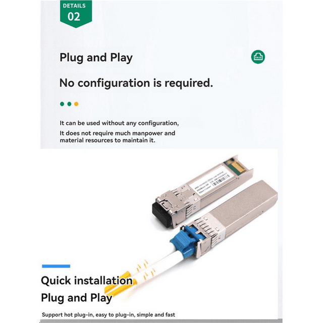 2Pc 10G SFP+ Optical Fiber Module 1310NM LC Single Mode Dual Fiber ...