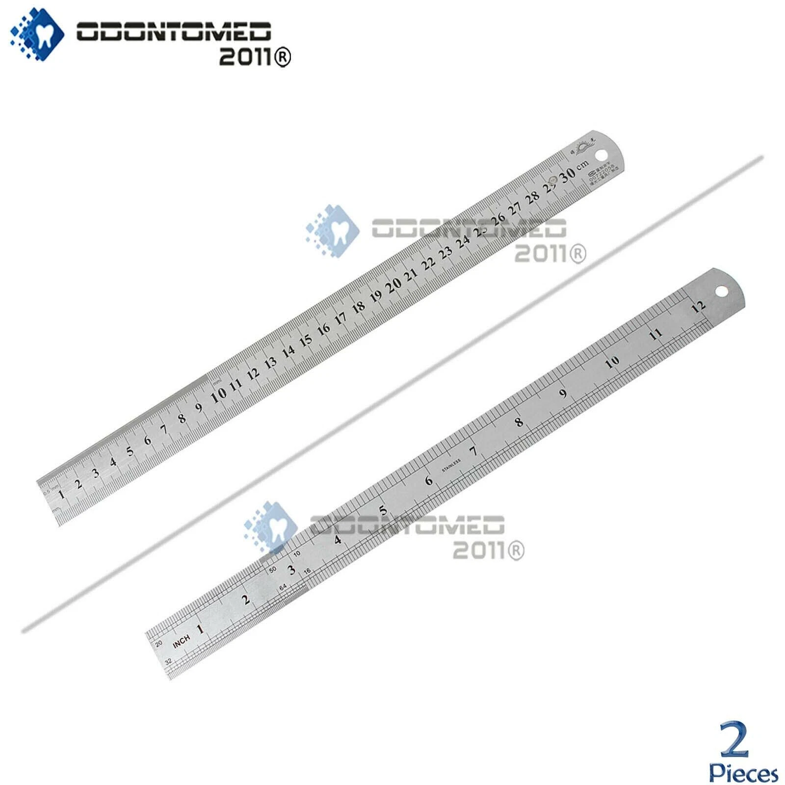 2Pc 12" 300Mm Non Skid Measuring Ruler Scale Mark Sae Metric Scale ...
