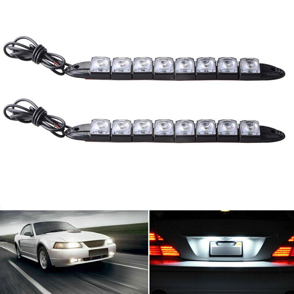 2Pc 12V 8 Led Daytime Running Light Drl Car Fog Day Driving Lamp Lights ...