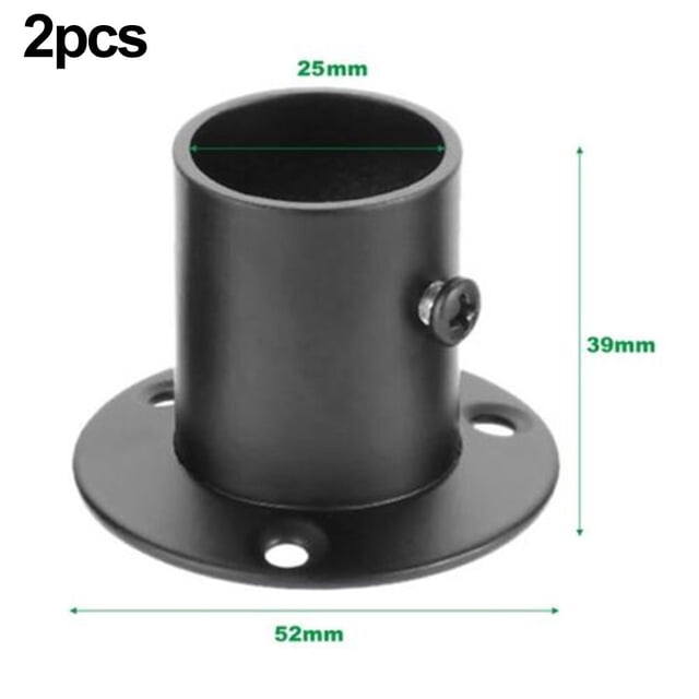2Pc 19-32Mm Steels Wardrobe Bracket Flange Rail Rod Pole Socket End ...