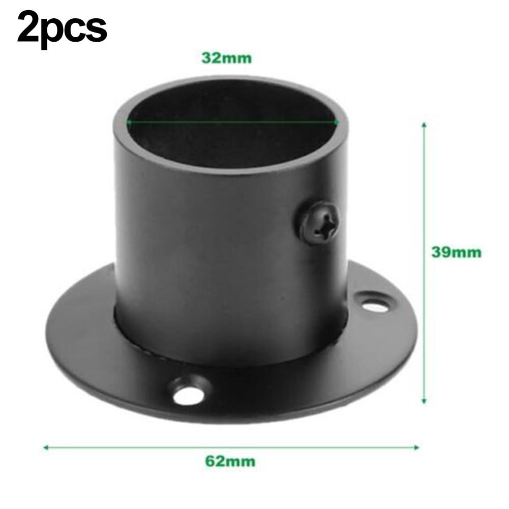 2Pc 19-32Mm Steels Wardrobe Bracket Flange Rail Rod Pole Socket End ...