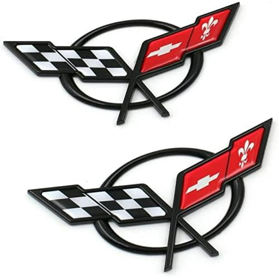 2Pc 1997-2004 Corvette C5 Rear Emblem Deck Lid 3D Crossed Flags Badge ...