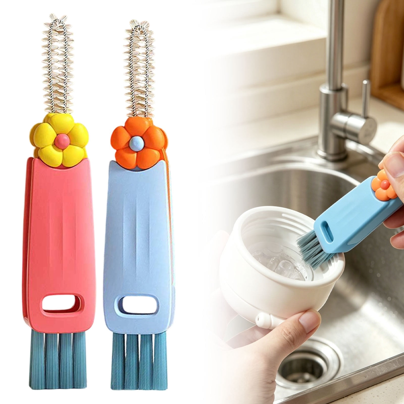 2Pc 3-In-1 Gap Cleaning Brushes 3-In-1 Crevice Brush Set For Kitchen ...