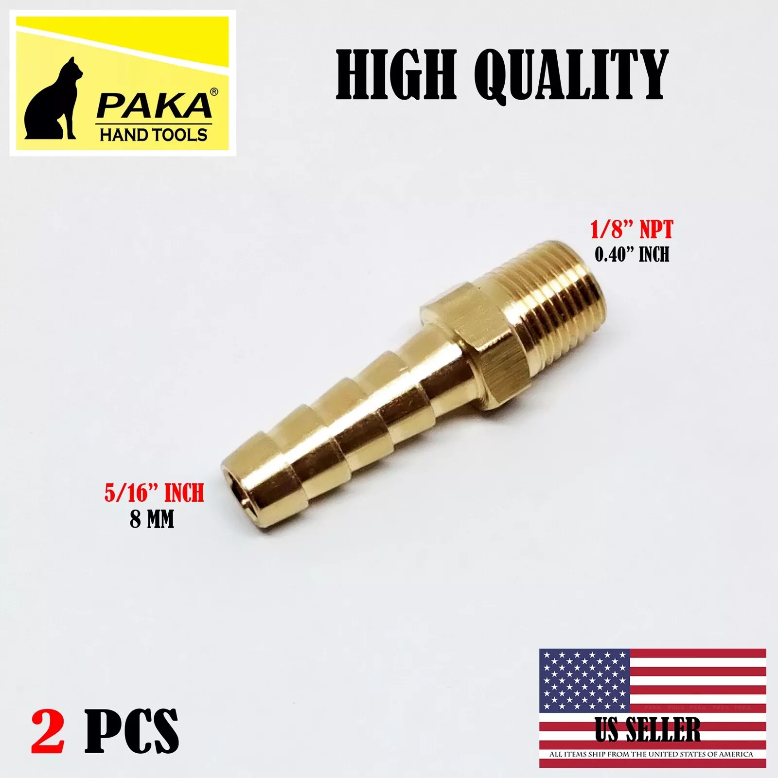2Pc 5/16" Hose Barb X 1/8 Male Npt Brass Pipe Fitting Npt Thread Gas Fuel Water - Walmart.com