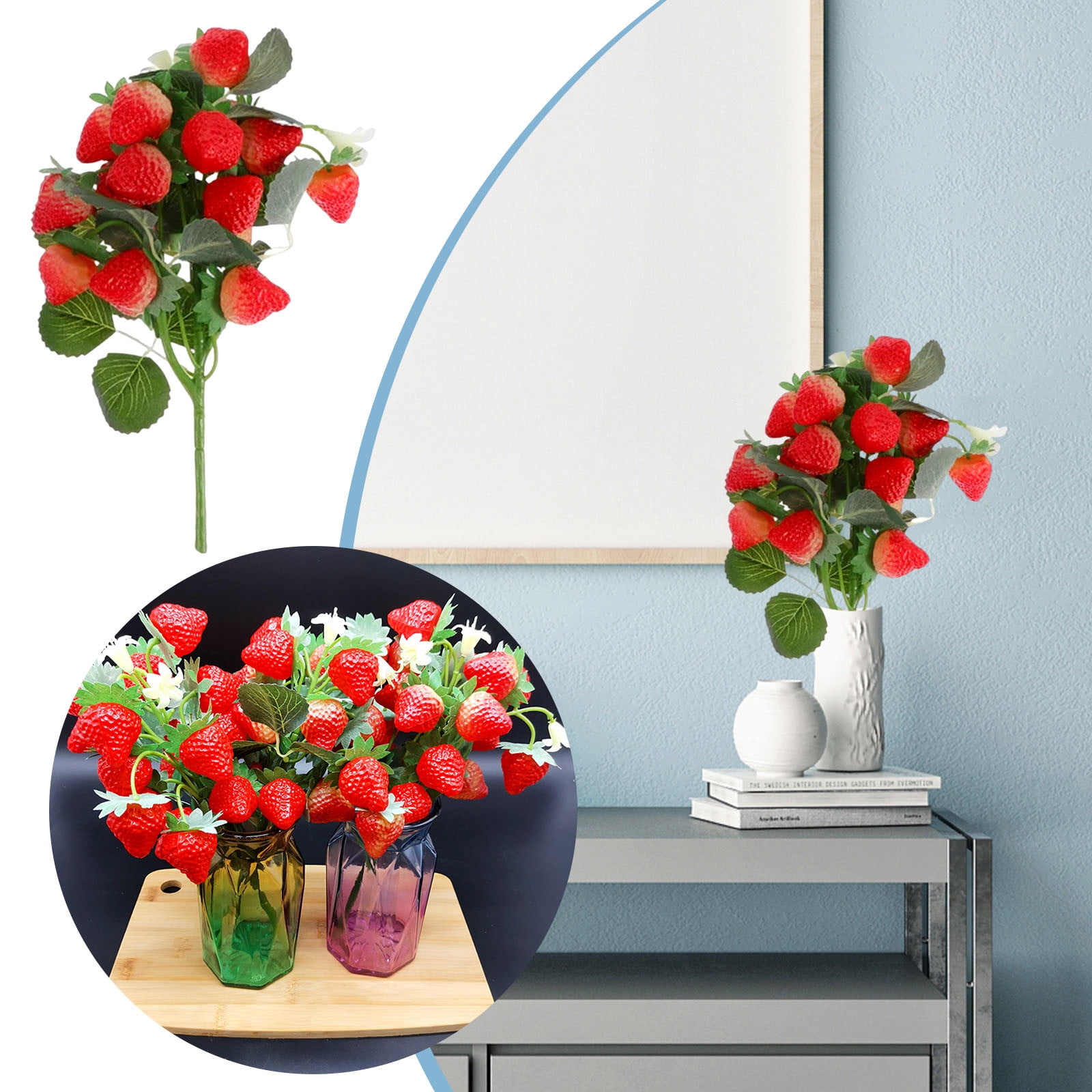 2Pc Artificial Flowers Clearance! Nomeni 2Pcs Strawberry Floral ...