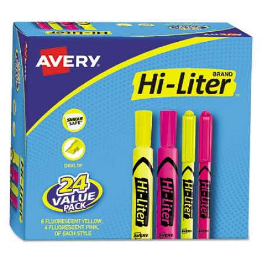 2Pc Avery HI-LITER Highlighter Value Pack, Desk/Pen Style Combo ...