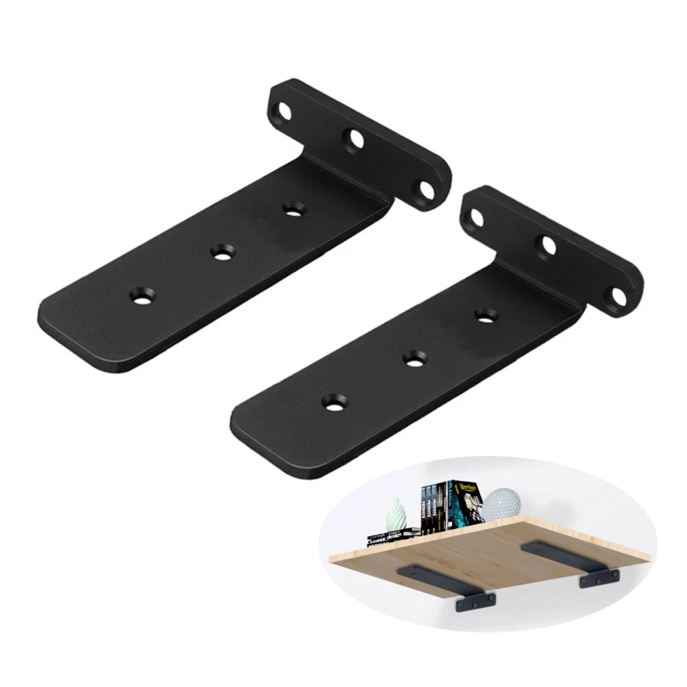 2Pc Black Shelf Bracket Floating Shelf Supports Premium Alloy Metal ...