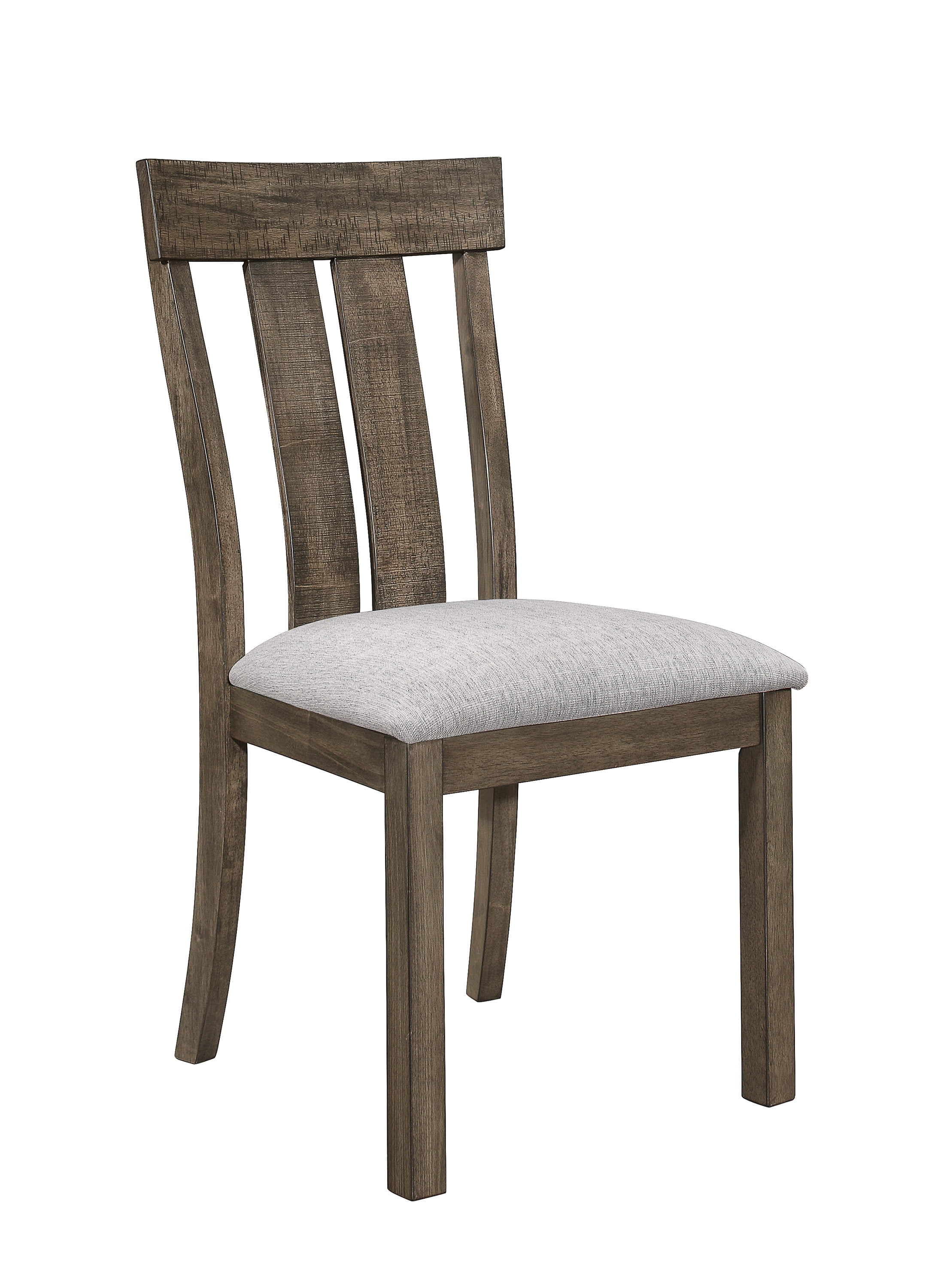 2Pc Brown Oak & Gray Fabric Dining Chair Rustic Farmhouse Style ...