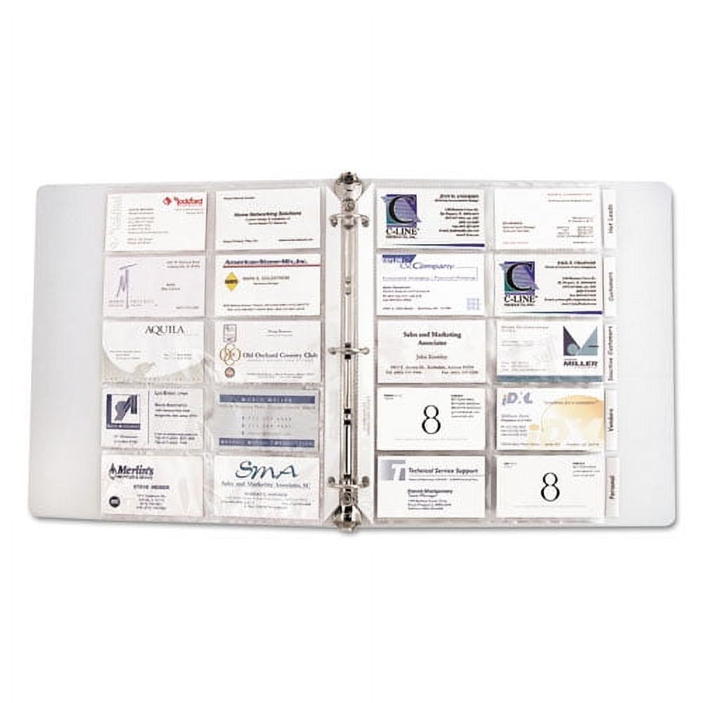 2Pc C-Line Tabbed Business Card Binder Pages, 20 Cards Per Letter Page ...