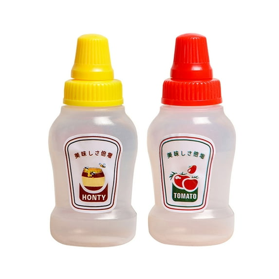 2Pc Condiment Squeeze Bottles, Sauce Dispensers With Leakproof Caps For ...