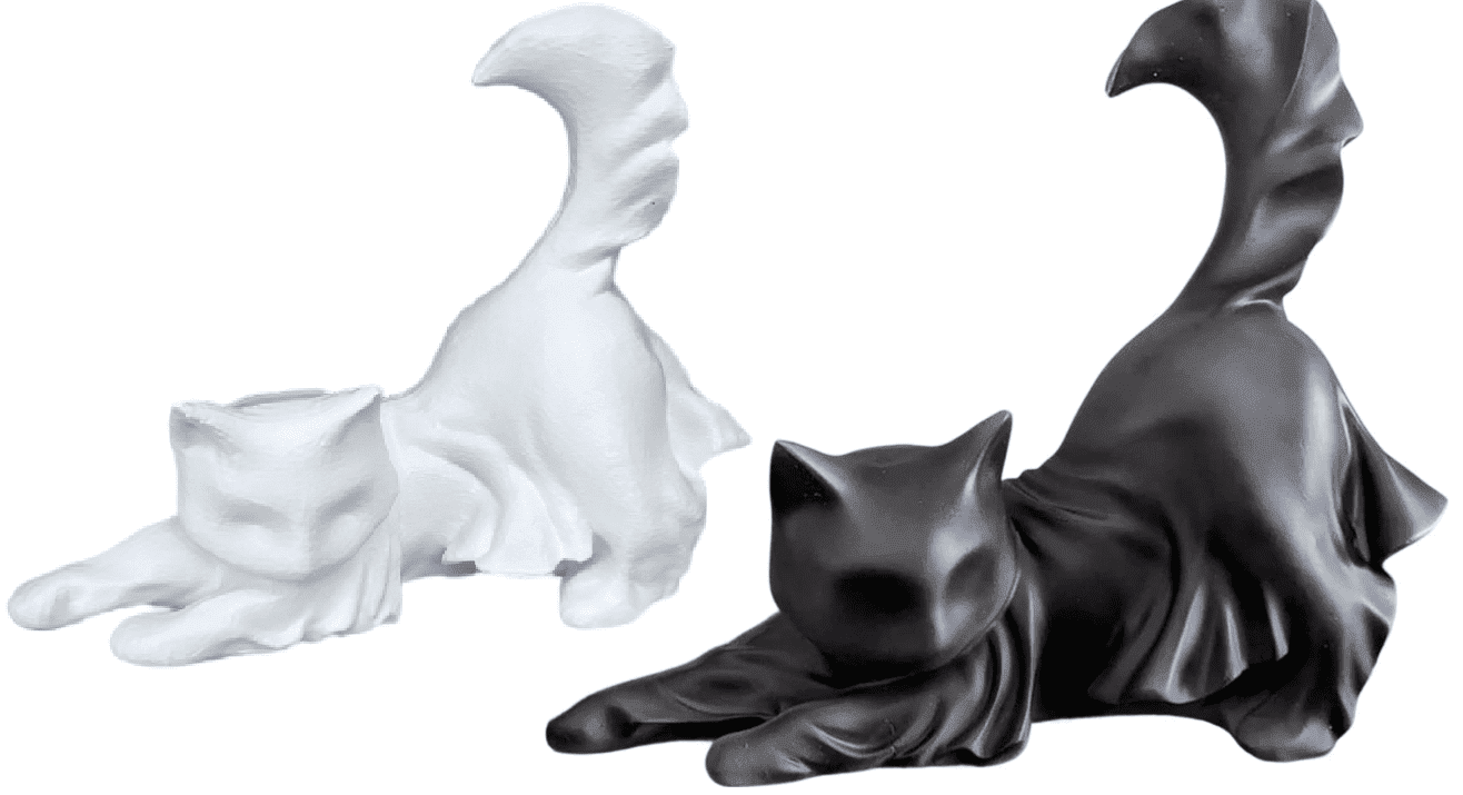 2Pc Cracker Barrel 2025 Halloween Ghost Cat Figurine White and Black ...