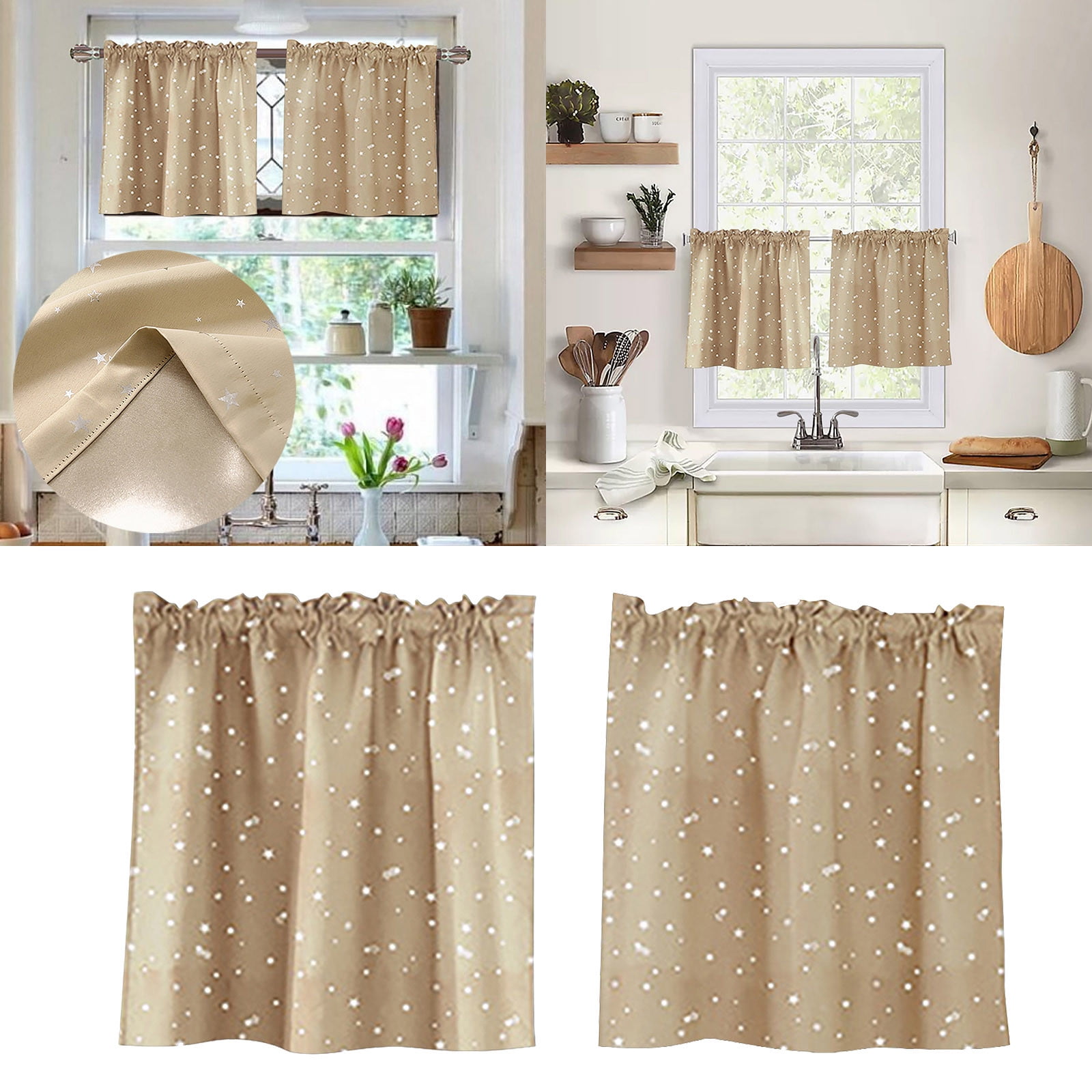 2Pc Curtains Clearance! Star Curtains Short Curtains Small Curtains Rod ...